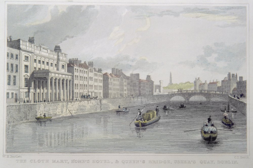 Cloth Mart, Home's Hotel och Queen's Bridge, Usher's Quay, Dublin